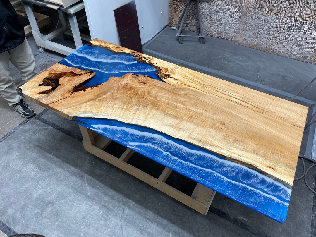 Epoxy Spalted Maple Ocean Desk Made to Order Tropical Designs Ocean ...