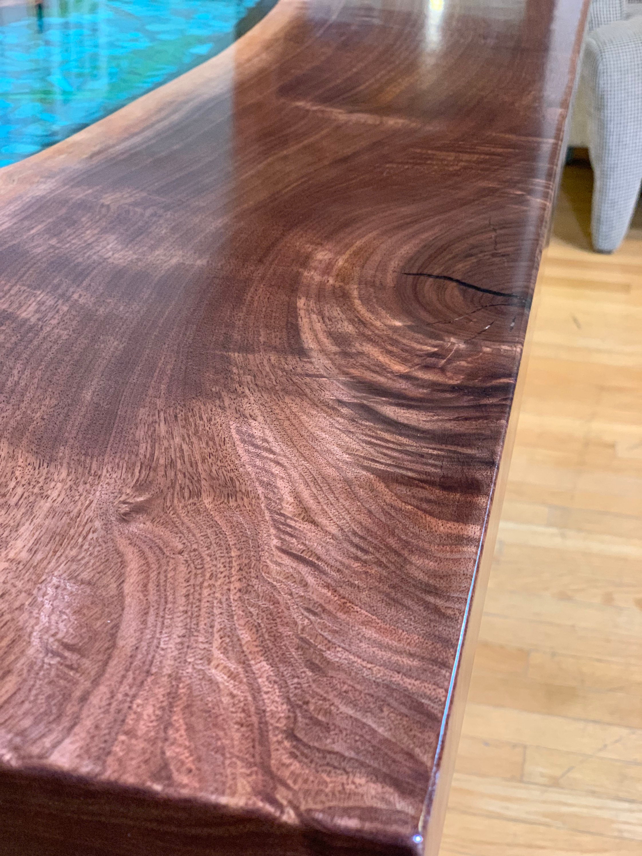 Aquatic Walnut River Table Koi With Fish Dining Table Desk Coffee ...