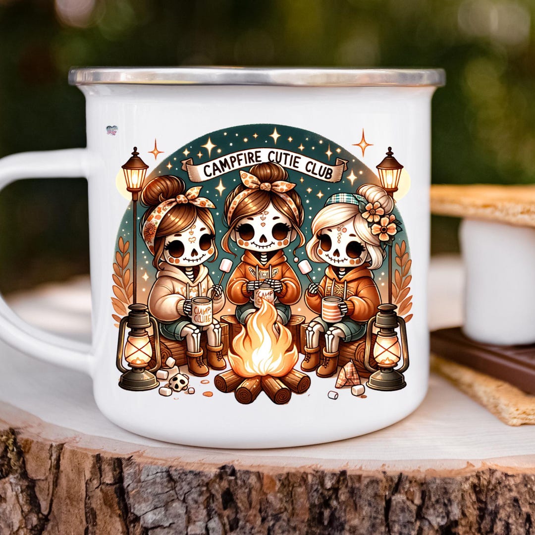 Campfire Cutie Club PNG, Retro Camping Skeleton Sublimation, Fall ...