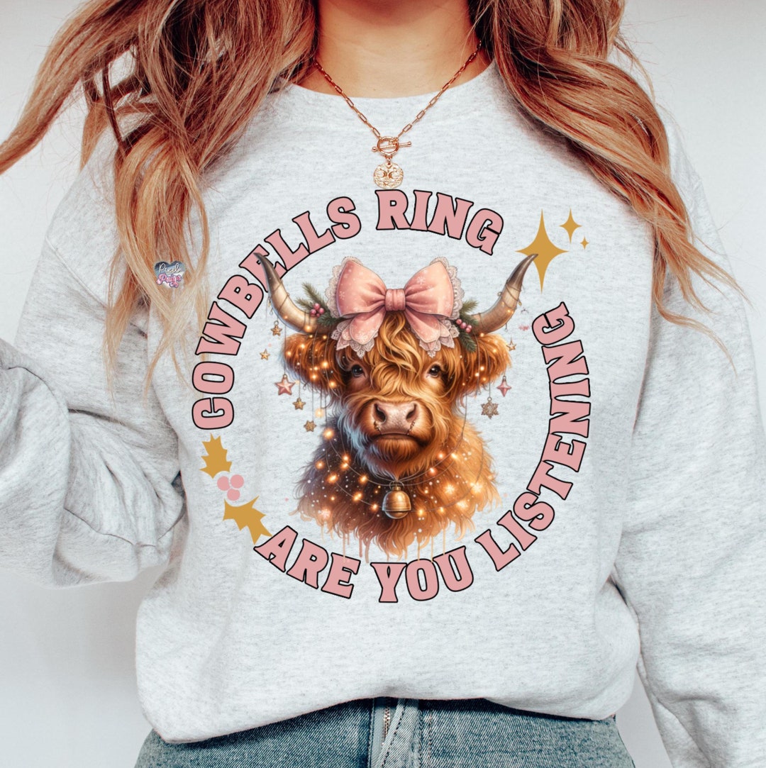 Pink Christmas Coquette Highland Cow PNG Winter Cow Clipart Girly Pink ...