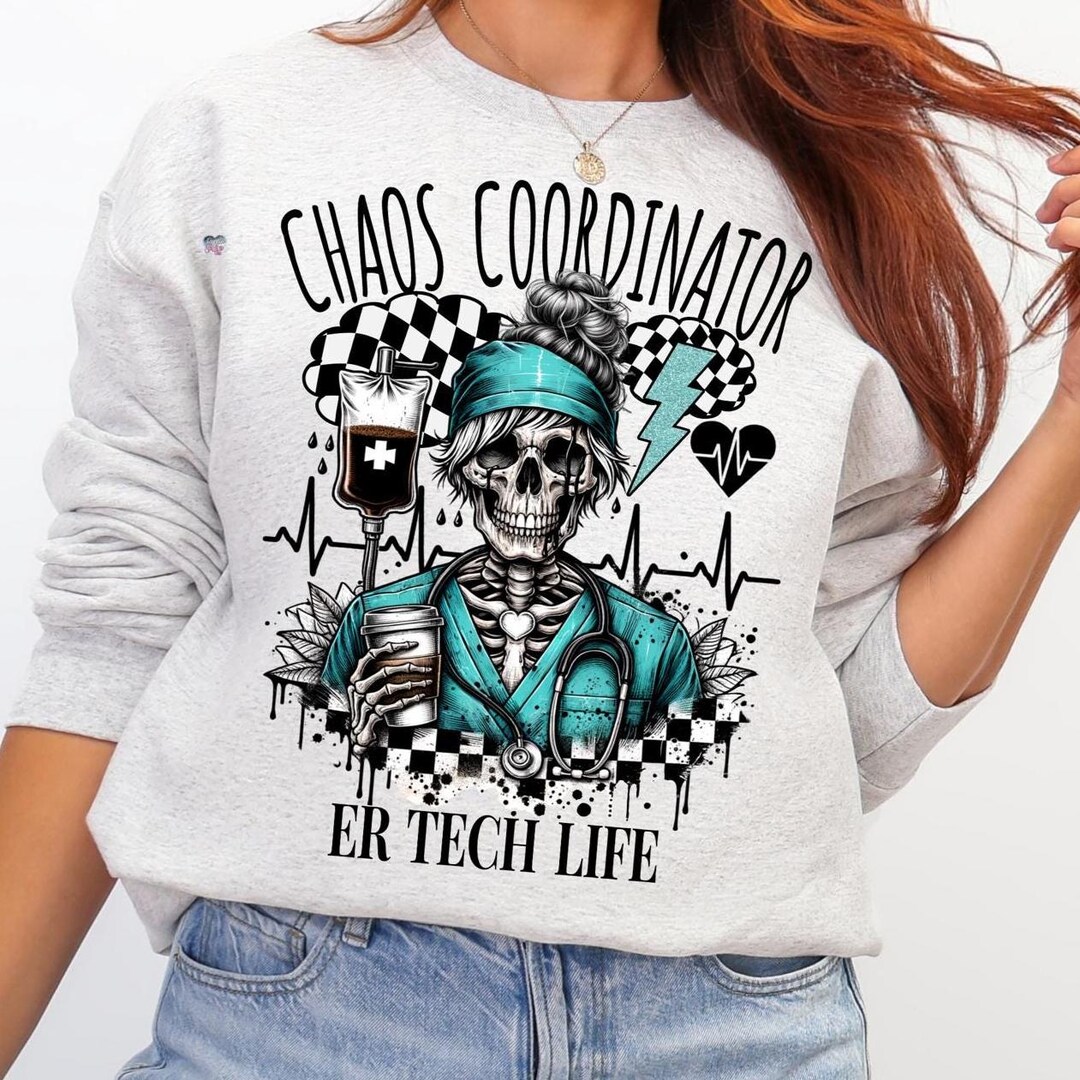 Chaos Coordinator ER Tech PNG Funny Emergency Tech Skeleton Sublimation ...
