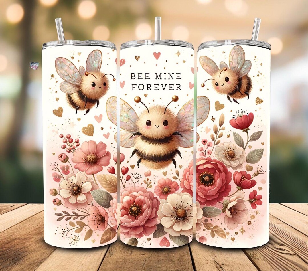 Bee Mine Bumblebee Hearts Valentines Day 20 Oz Skinny Tumbler ...