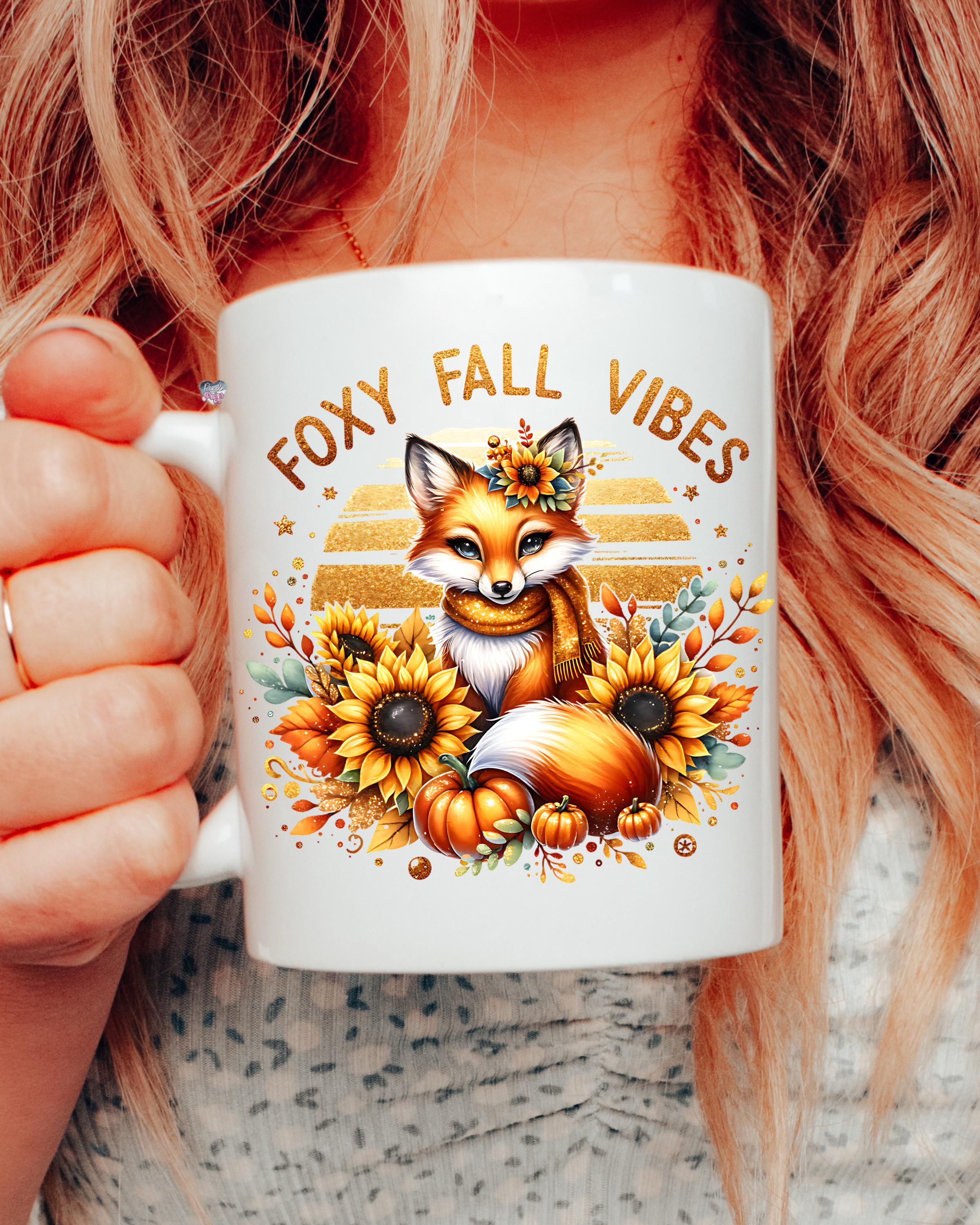 Autumn Fox Sunflowers PNG Foxy Fall Vibes PNG Glittery Pumpkins Leaves ...