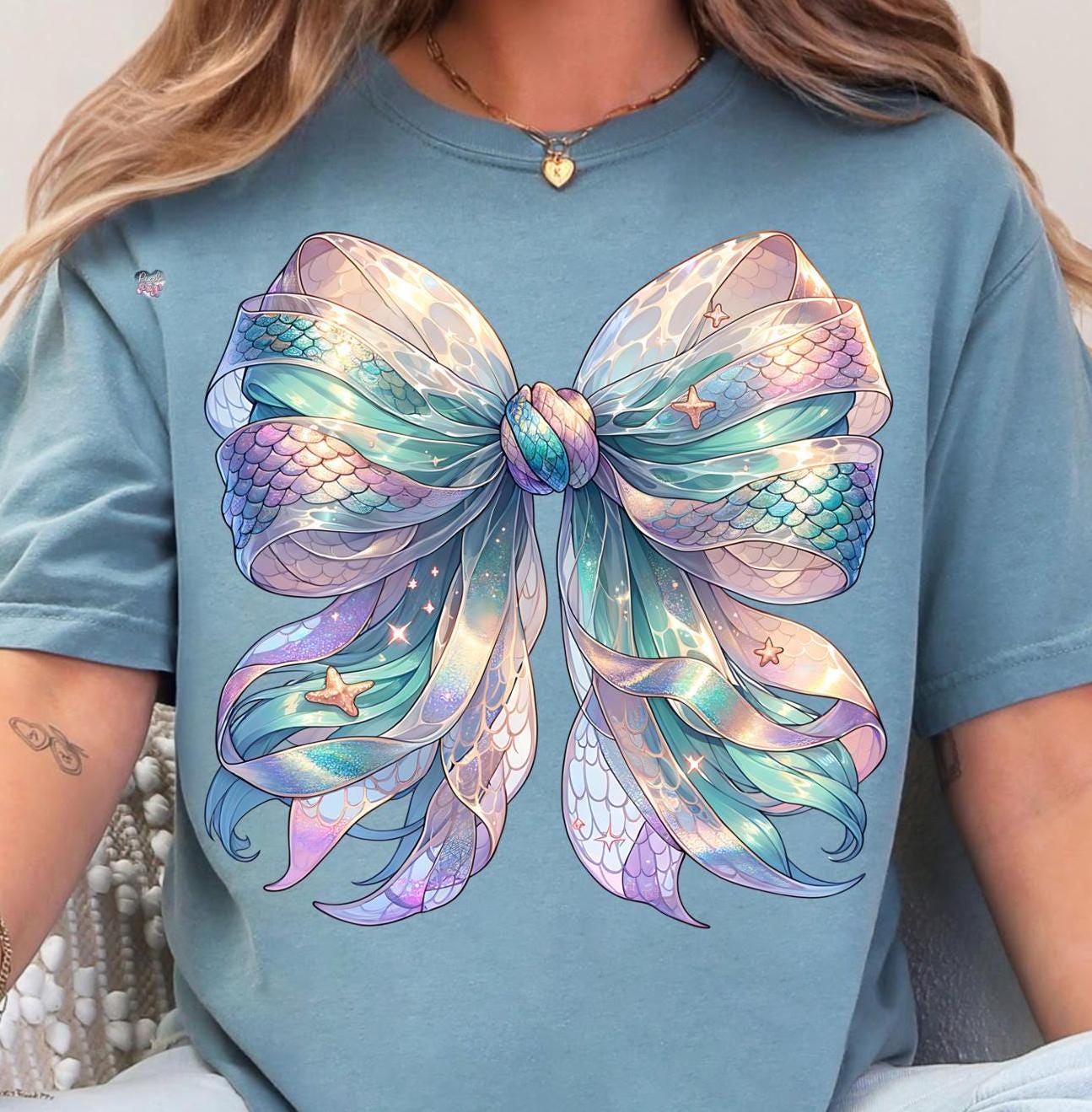 Mermaidcore Coquette Bow PNG Y2K Pearlcore Iridescent Pastel Clipart ...