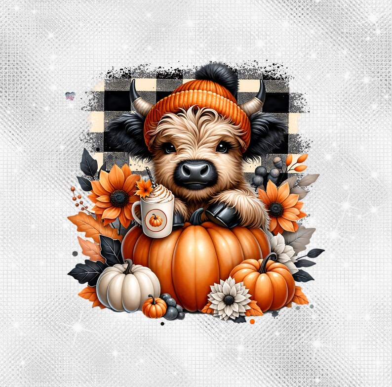 Cute Fall Highland Cow PNG Spooky Season Autumn Cow Shirt PNG Halloween ...