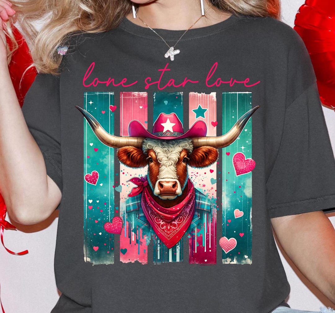 Lone Star Love PNG Texas Longhorn Valentine Design Rustic Western ...