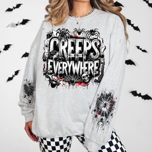 Creeps Everywhere Spider PNG Funny Halloween Shirt Design Sarcastic ...