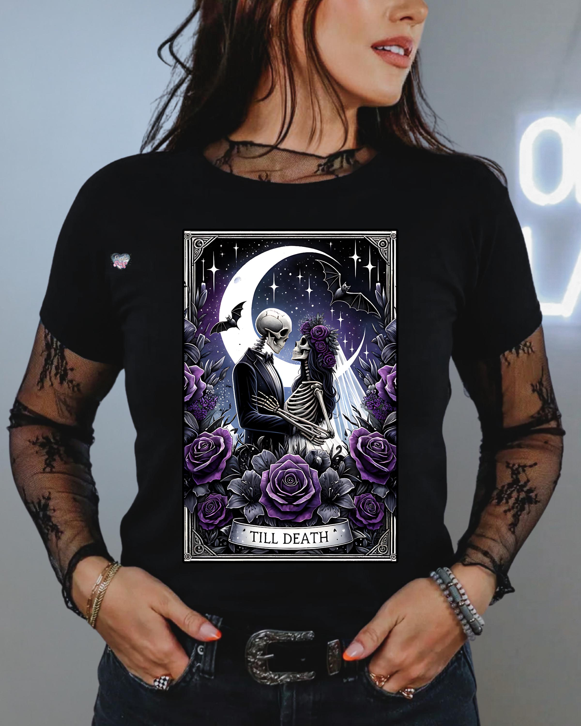 Till Death Bride and Groom Skeleton Wedding Tarot Card Png Goth Bridal ...