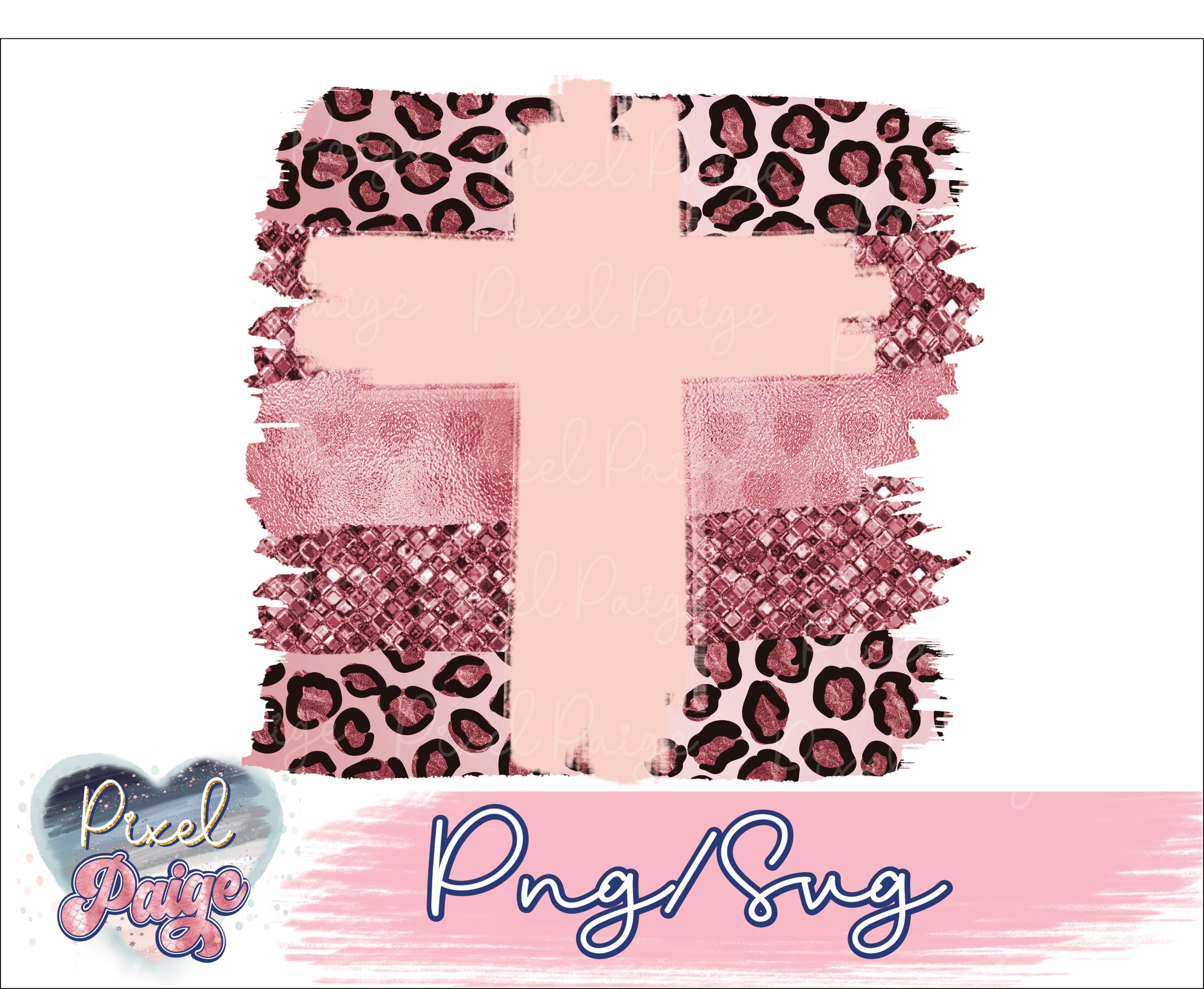 Cross Brush Strokes Rose Gold Leopard Print Sublimation Background ...