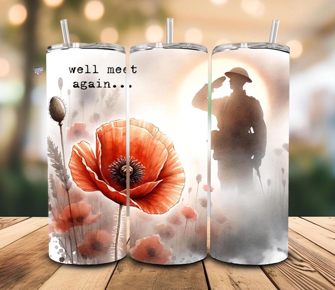 Sepia Poppy Tumbler Wrap PNG War Torn Landscape 20oz Skinny Wrap ...
