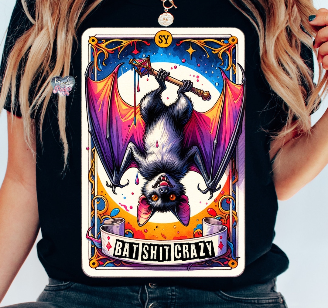 Bat Shit Crazy Tarot Card PNG Halloween Bat Clipart Batty Adult Humor ...
