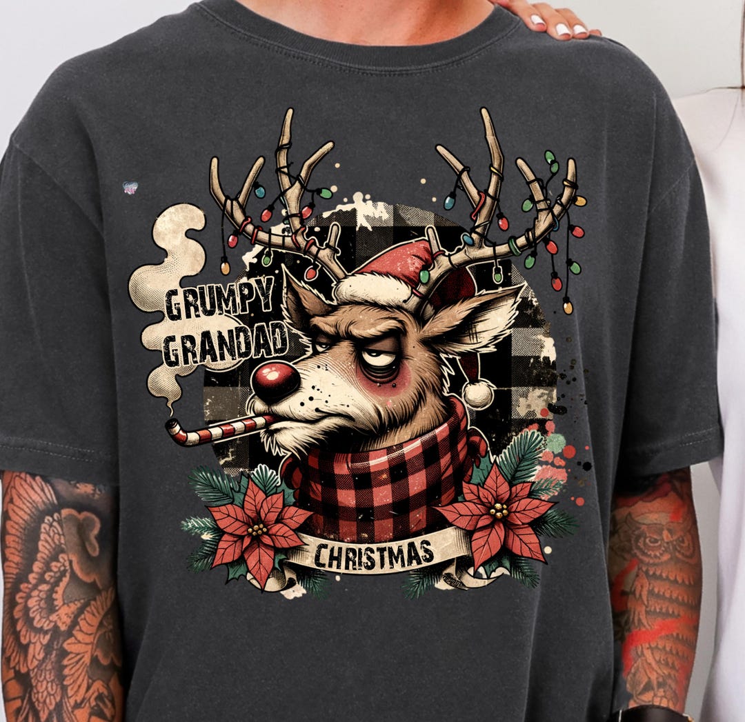 Grumpy Grandad Christmas Reindeer PNG, Funny Sarcastic Holiday Clipart ...