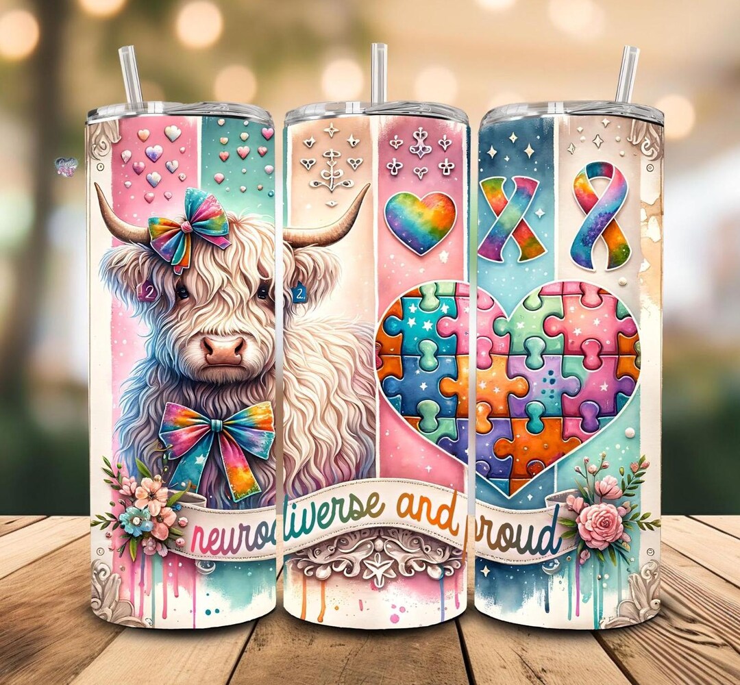 Autism Awareness Highland Cow PNG Puzzle Piece Clipart Coquette Bow ...