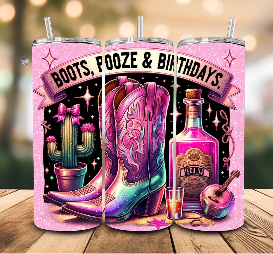 Nashville Birthday 20 Oz Skinny Tumbler Wrap Cowgirl Birthday Party Cup ...