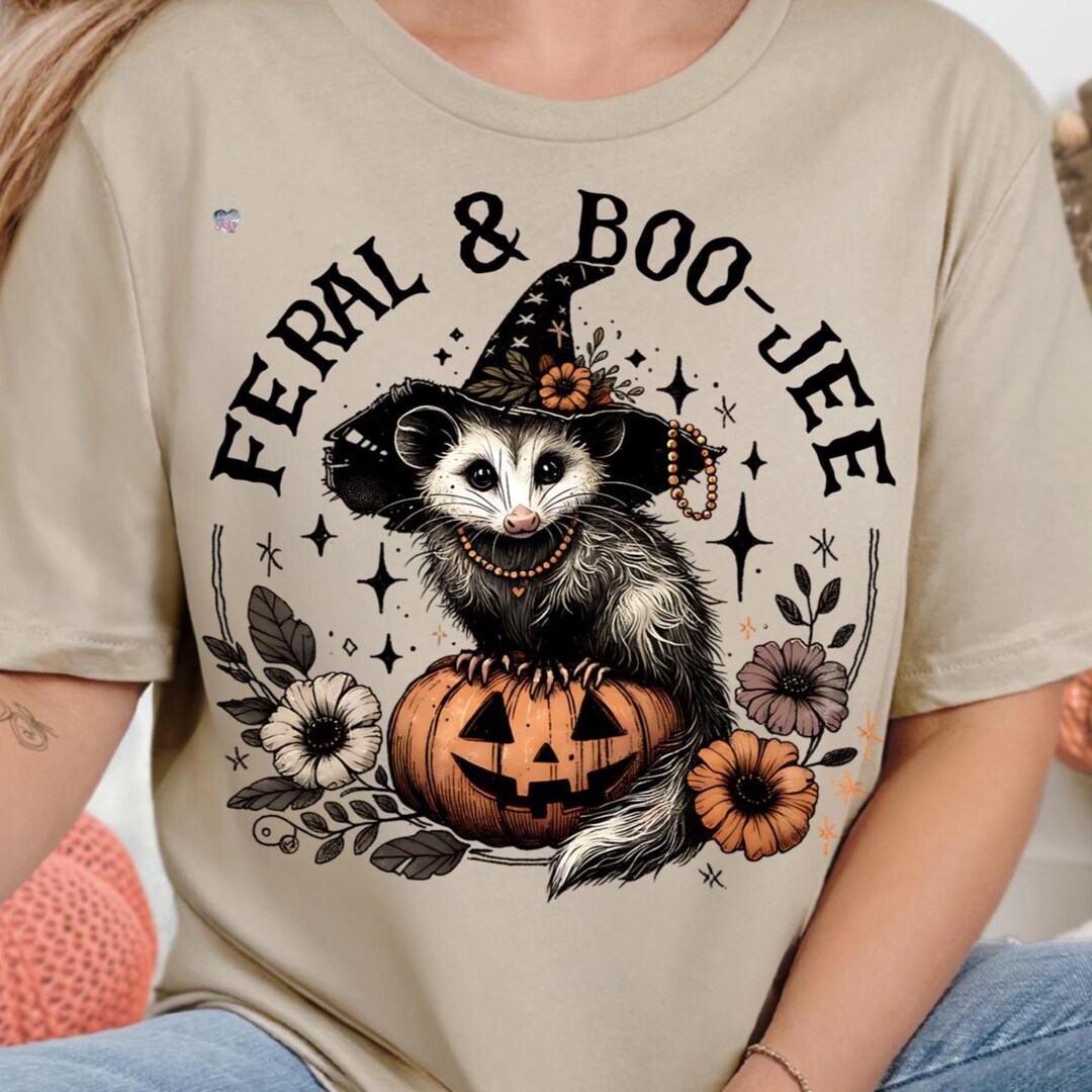 Feral & Boo-jee Possum Halloween PNG – Witchy Opossum Clipart, Vintage ...
