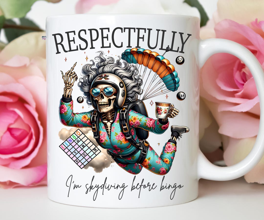 Sassy Skeleton Grandma PNG, Skydiving Before Bingo Clipart, Funny Old ...