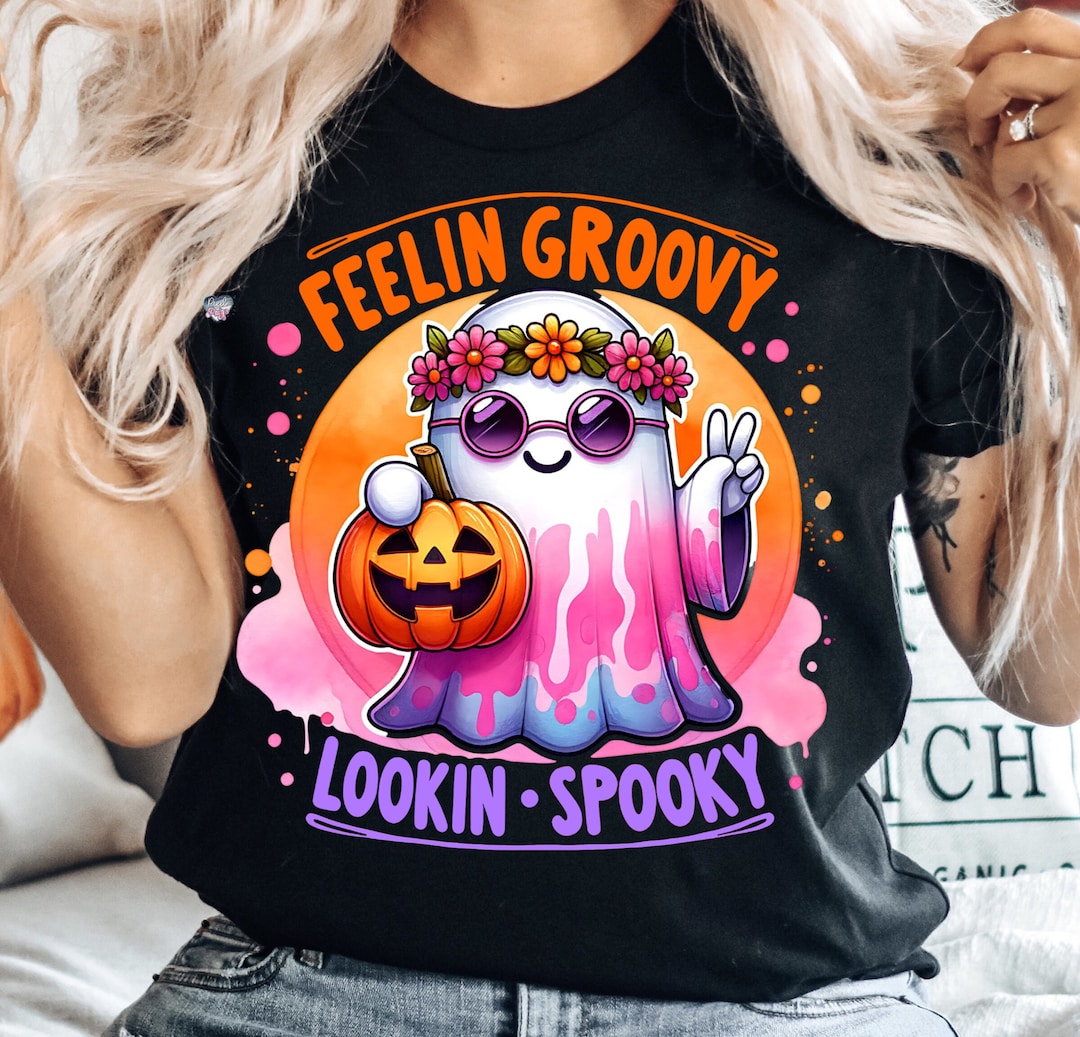 Groovy Halloween Ghost PNG Retro Hippie Ghost PNG Spooky Season ...