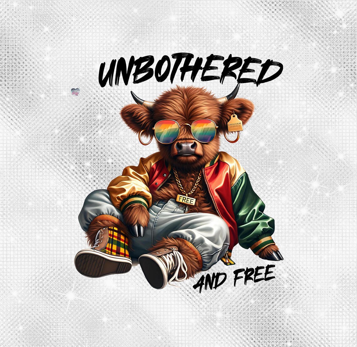 Unbothered & Free Highland Cow PNG Juneteenth Sublimation Afrocentric ...