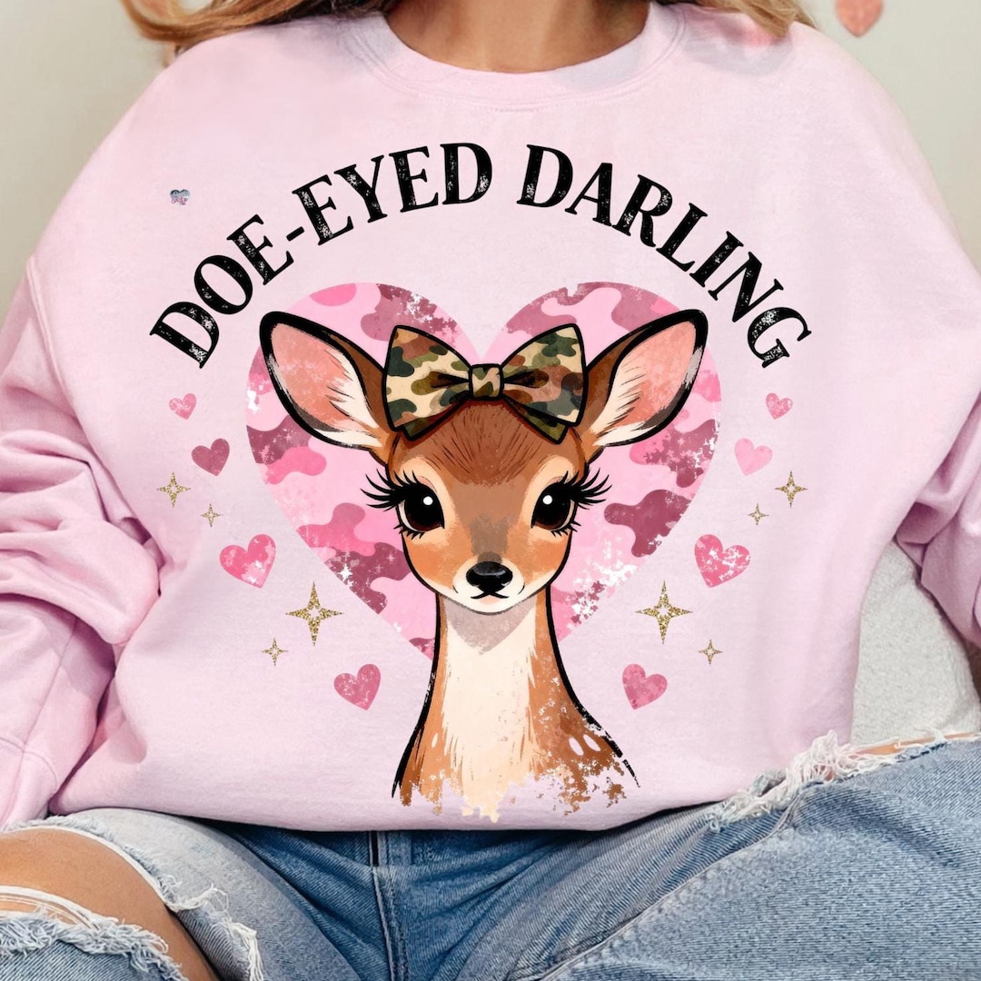 Doe Eyed Darling PNG, Pink Camo Valentine Doe Clipart, Cute Deer Girl ...