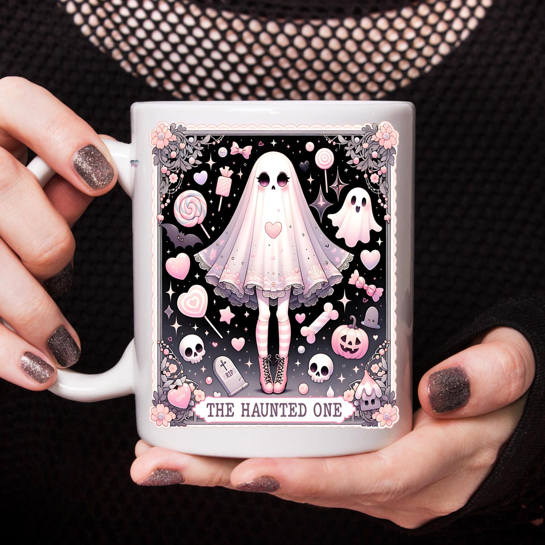 The Haunted One Tarot Card PNG, Cute Ghost Skeleton Sublimation, Pastel ...
