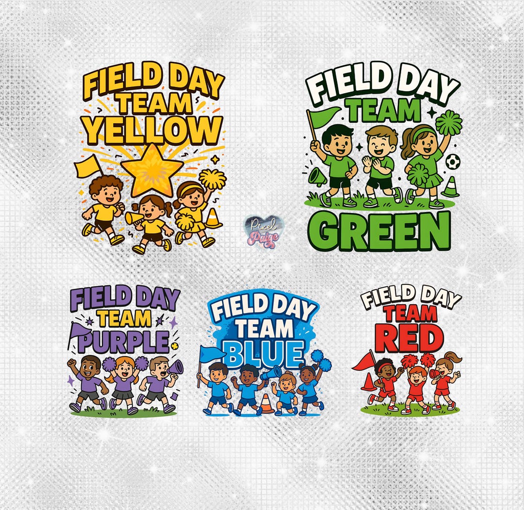 Field Day PNG Bundle, Team Shirt Colors Red Blue Green Yellow Purple ...