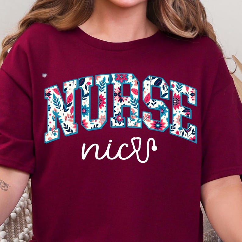 NICU Nurse PNG Floral Nicu Letters With Stethoscope Nicu Nurse Shirt ...