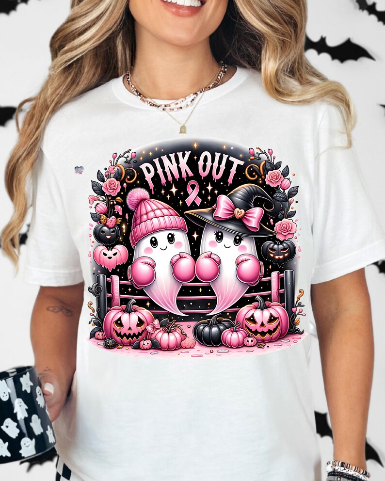 Pink Out Ghost PNG Fight Breast Cancer Awareness in October We Wear ...