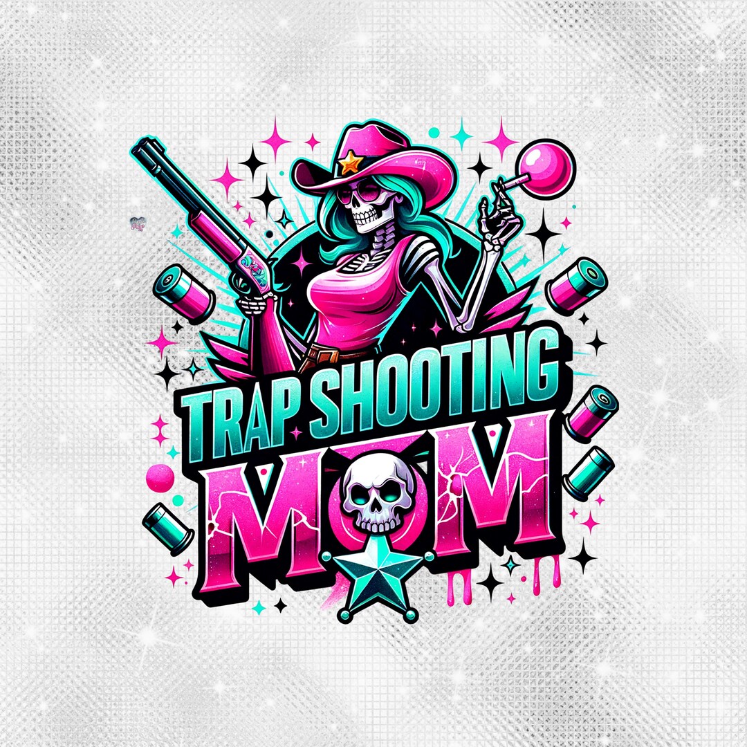 Tactical Trap Shooting Skeleton Mom PNG Neon Skull Mama Shooting ...