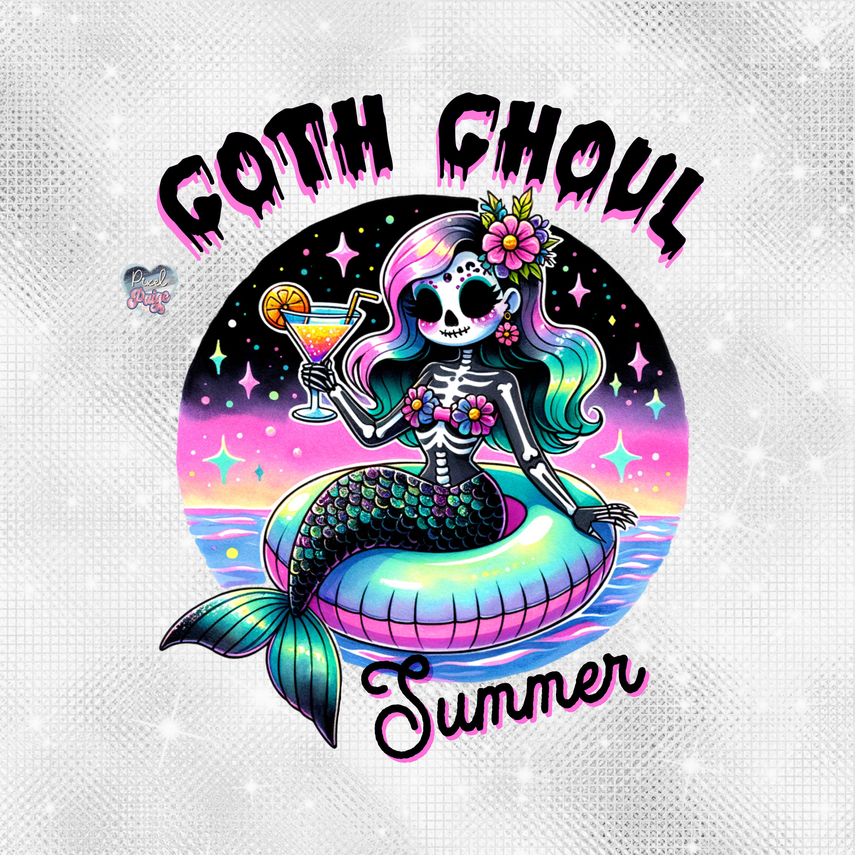 Goth Ghoul Summer PNG, Funny Summer Skeleton Mermaid Clipart, Sassy ...