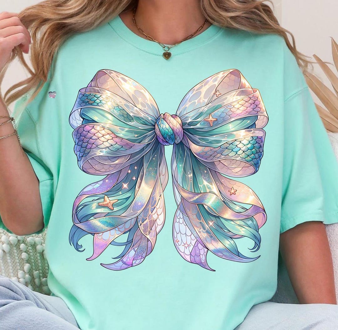 Mermaidcore Coquette Bow PNG Y2K Pearlcore Iridescent Pastel Clipart ...