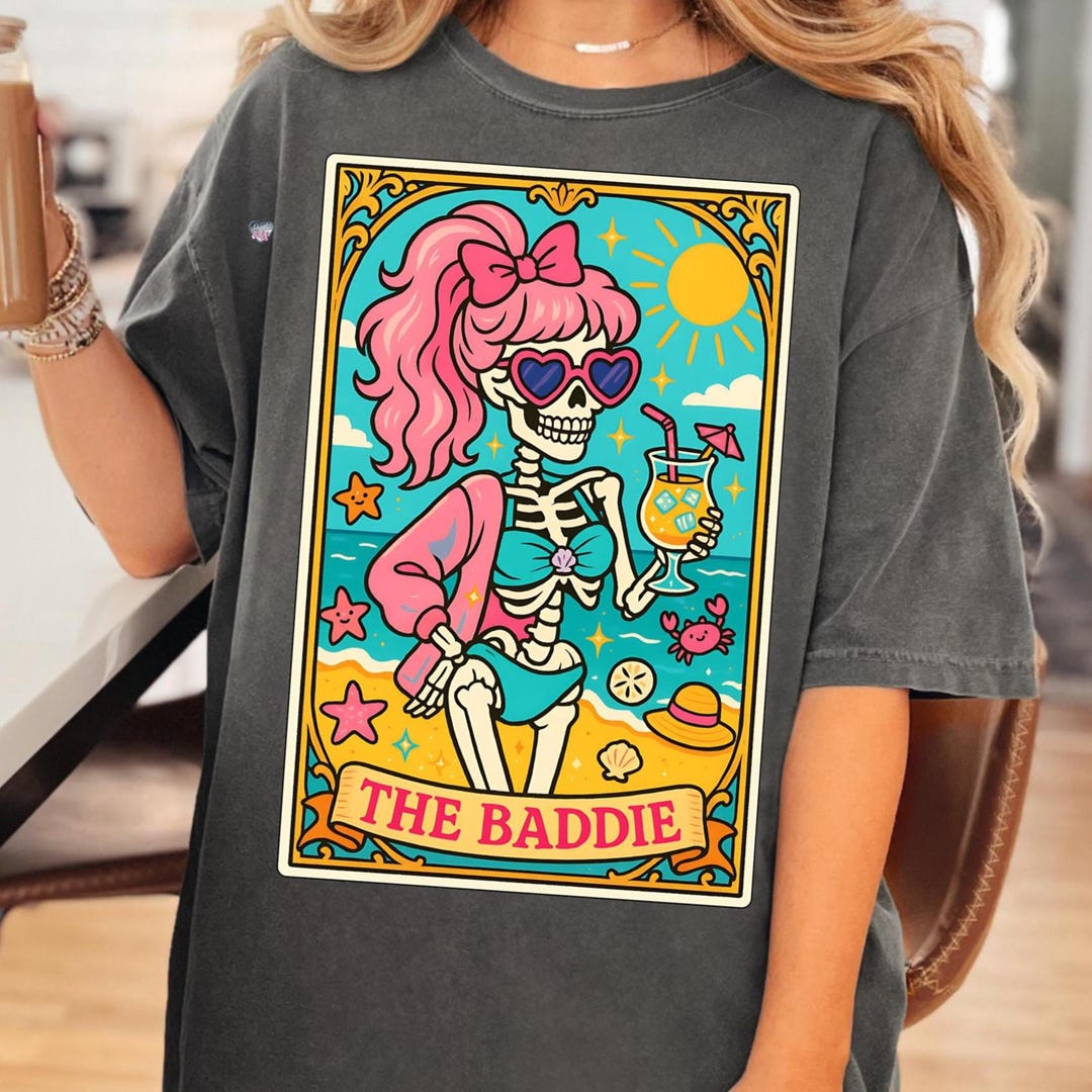 The Baddie Tarot Card PNG Cute Pastel Goth Beach Skeleton Clipart ...