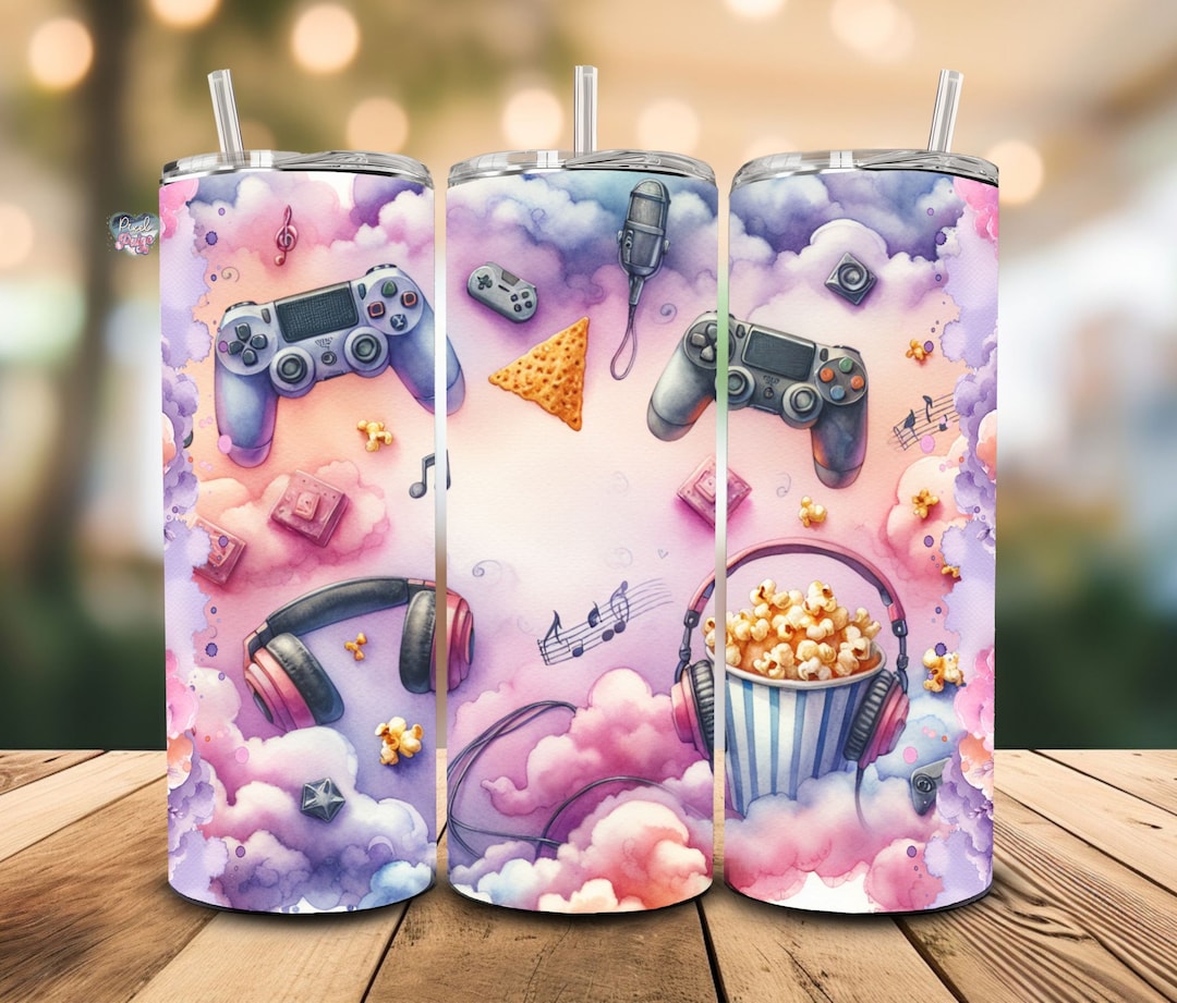 Blank Girl Gamer 20oz Skinny Tumbler Wrap Girly Gaming Clipart Birthday ...