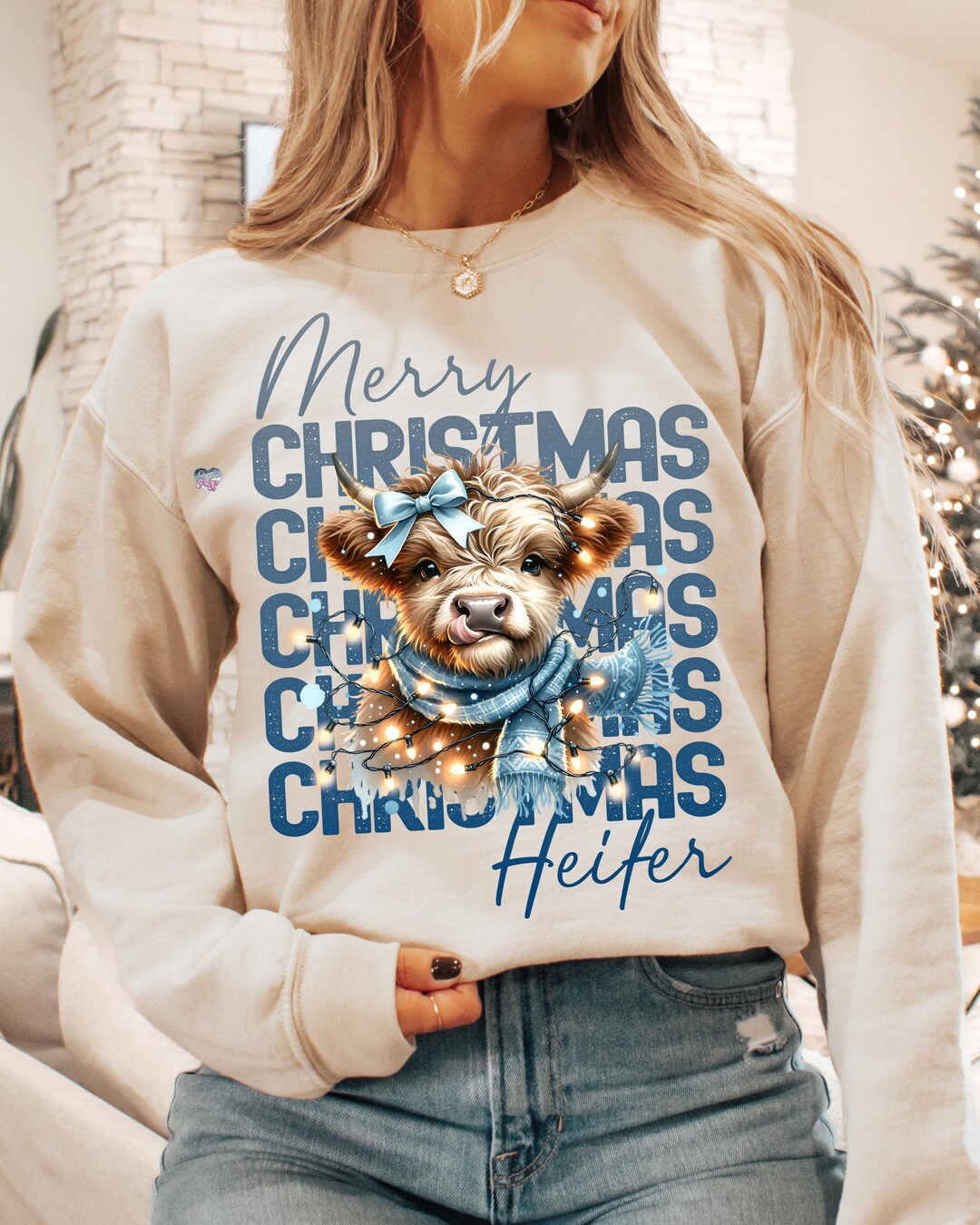 Merry Christmas Heifer PNG Baby Highland Cow Shirt PNG Sublimation ...