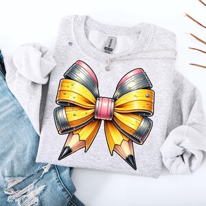Pencil Bow PNG, Trendy Coquette Pencil Bow Clipart, Back to School ...