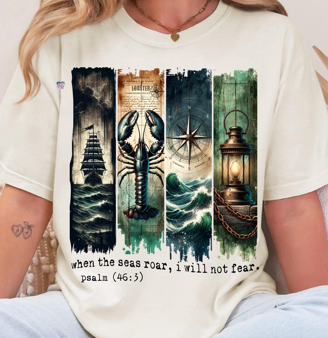 Stormy Seascape PNG, Nautical Christian Clipart, When Seas Roar I Will ...