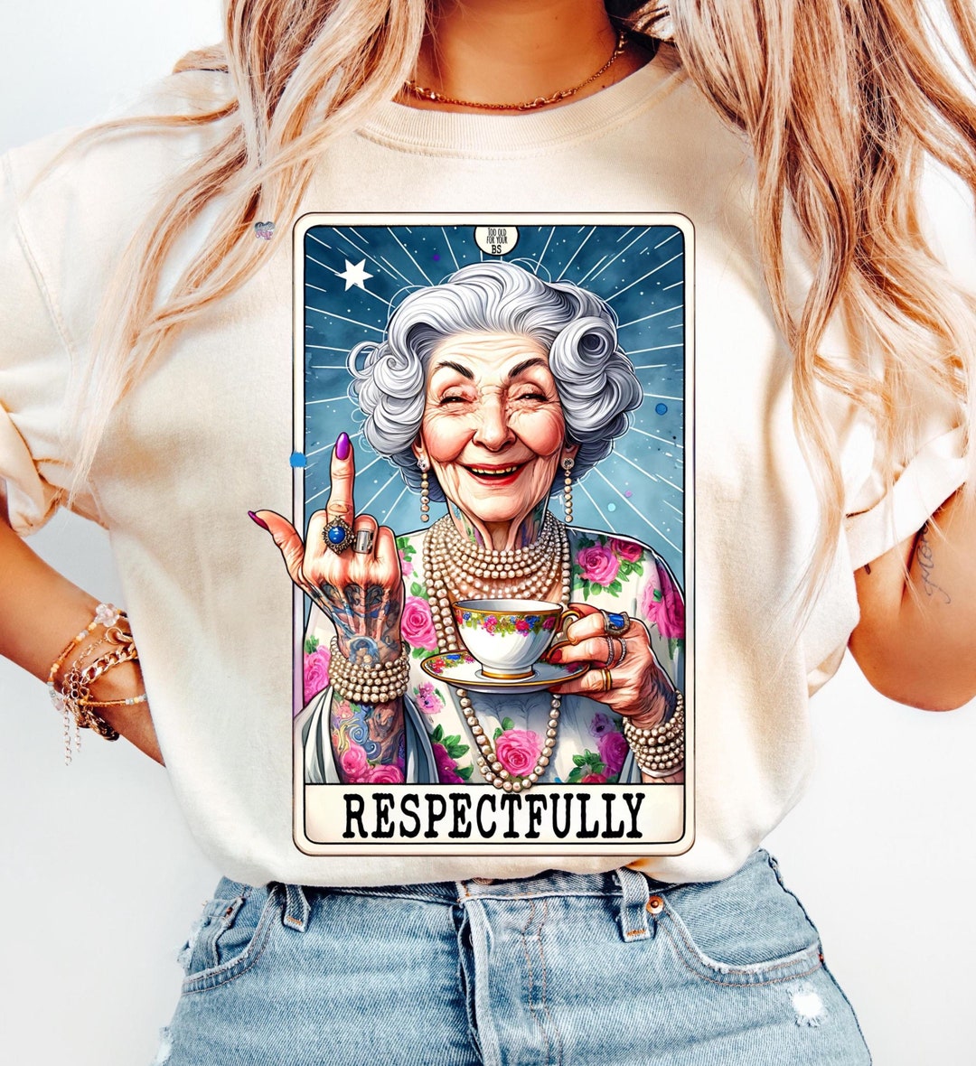 Funny Old Lady Tarot Card PNG Sassy Grandma Clipart Respectfully Middle ...