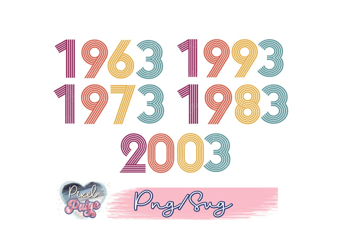 Retro Birthday Year Png Svg Bundle, 80s Disco, Milestone Birthday Png ...