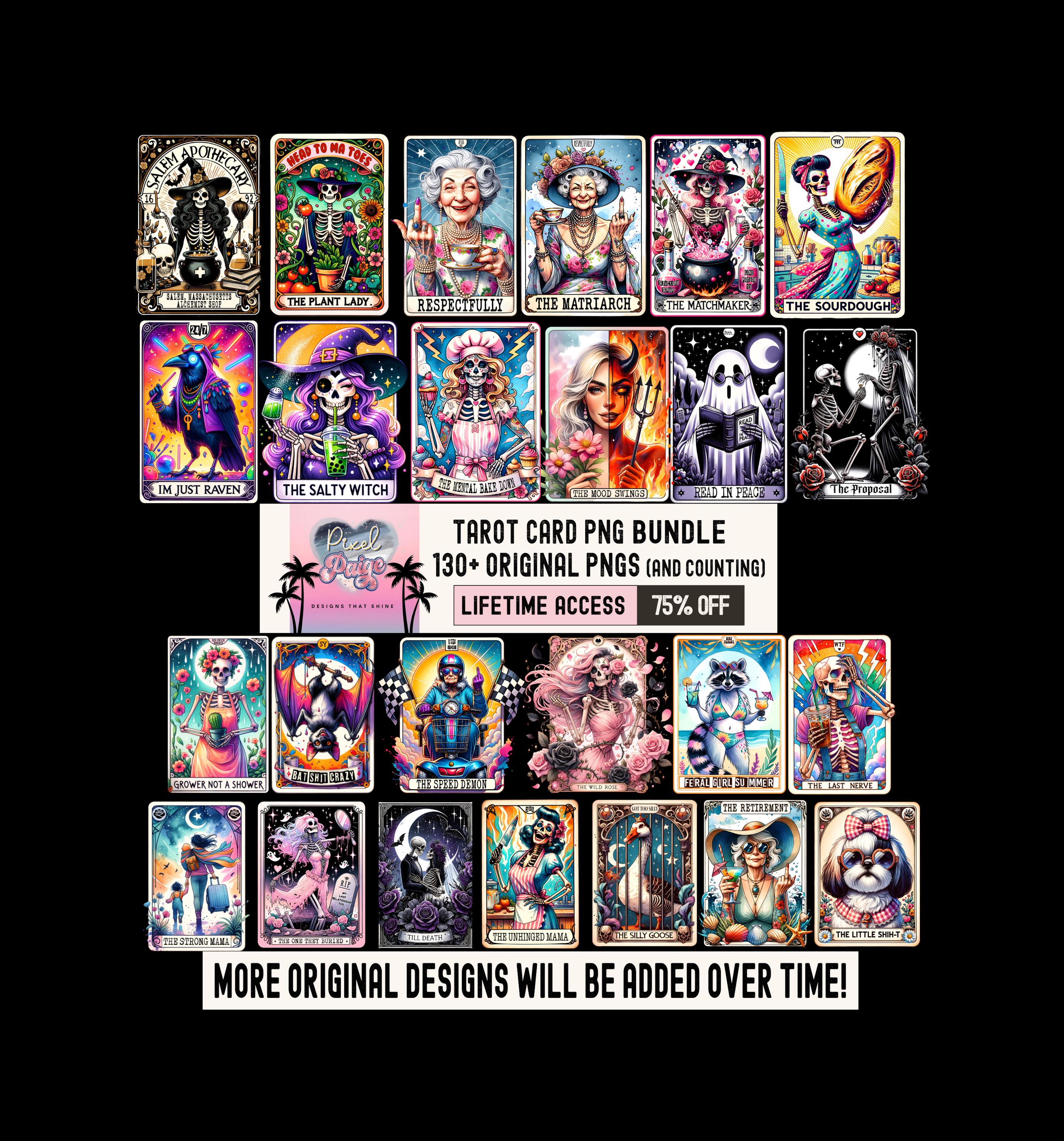 Tarot Card PNG Bundle 130+ Unlimited Digital Clipart for Sublimation ...