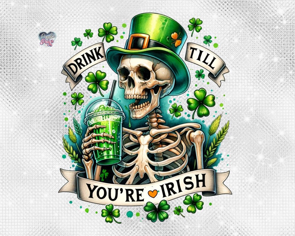 St Patricks Day Skeleton PNG Green Beer Clipart Clover St Pattys Drink ...