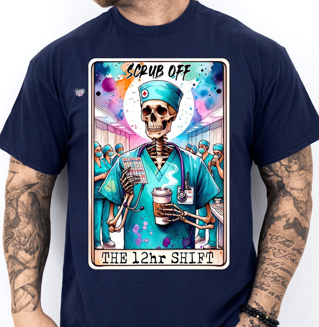 Funny Tired Male Nurse Tarot Card PNG Skeleton Dad Nurse Sublimation ...