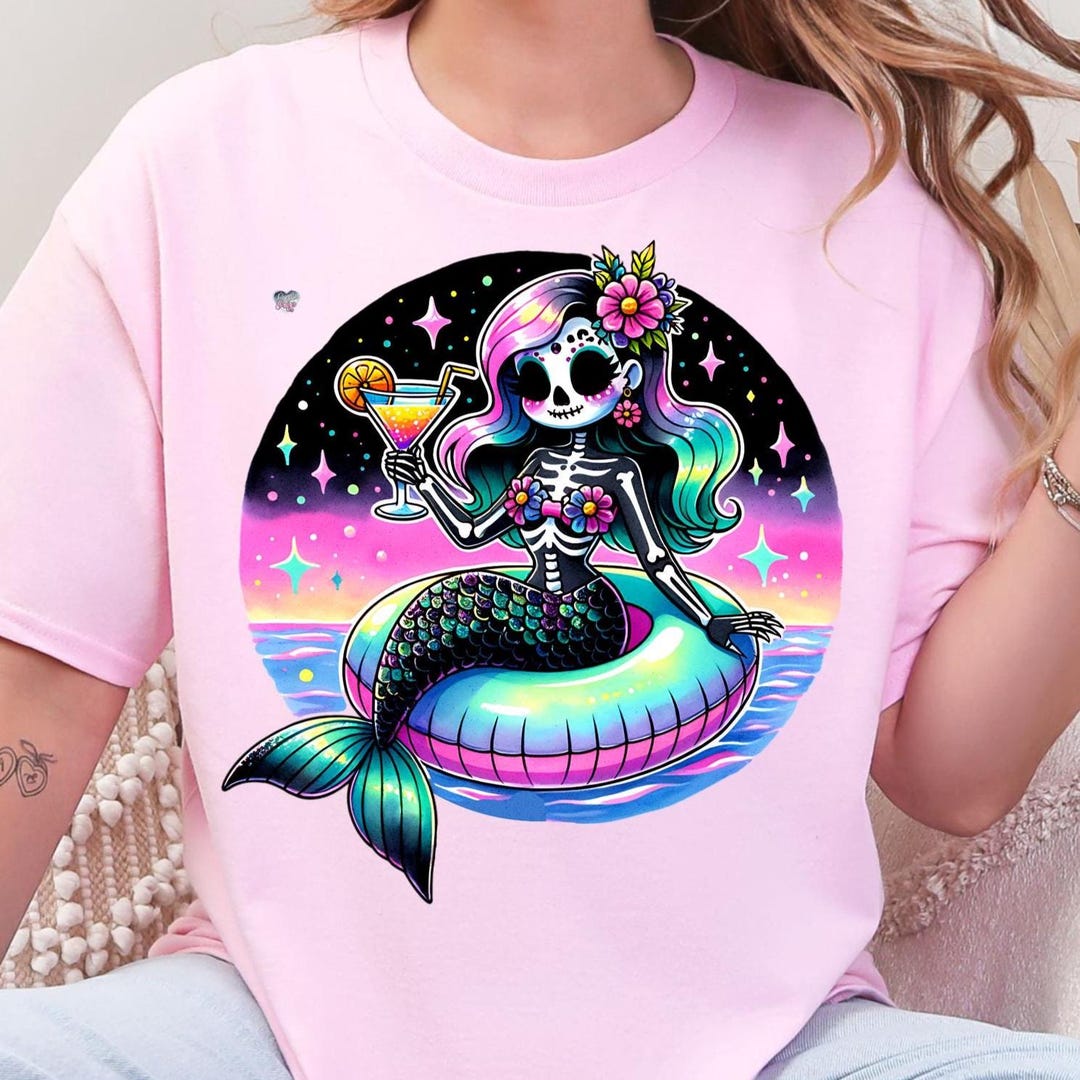 Goth Ghoul Summer PNG Funny Summer Skeleton Mermaid Clipart Sassy ...