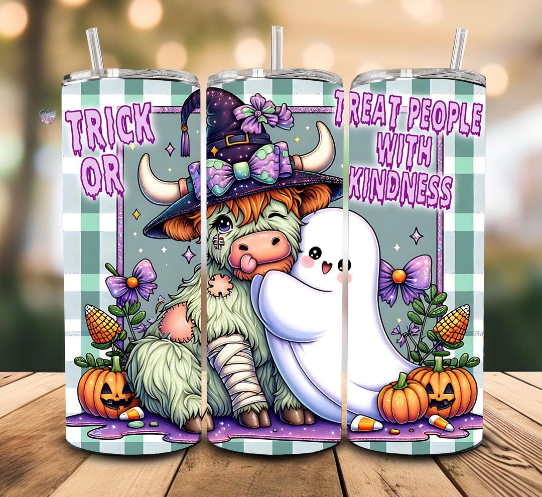 Halloween Trick or Treat People With Kindness Affirmation 20oz Skinny ...