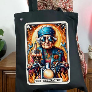 Funny Biker Granny PNG the Hellraiser Tarot Card Sassy Old Lady ...