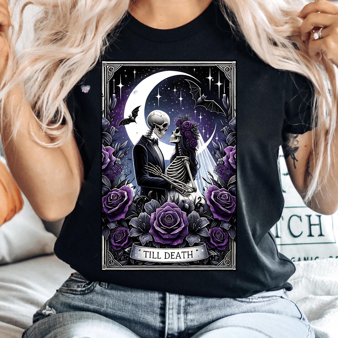 Till Death Bride and Groom Skeleton Wedding Tarot Card Png Goth Bridal ...
