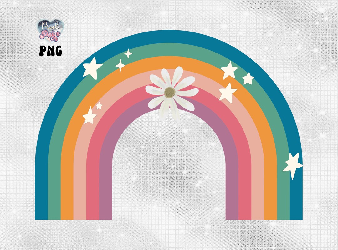 Retro Rainbow Png With Trendy Boho Rainbow Png Stars and Flower Png ...