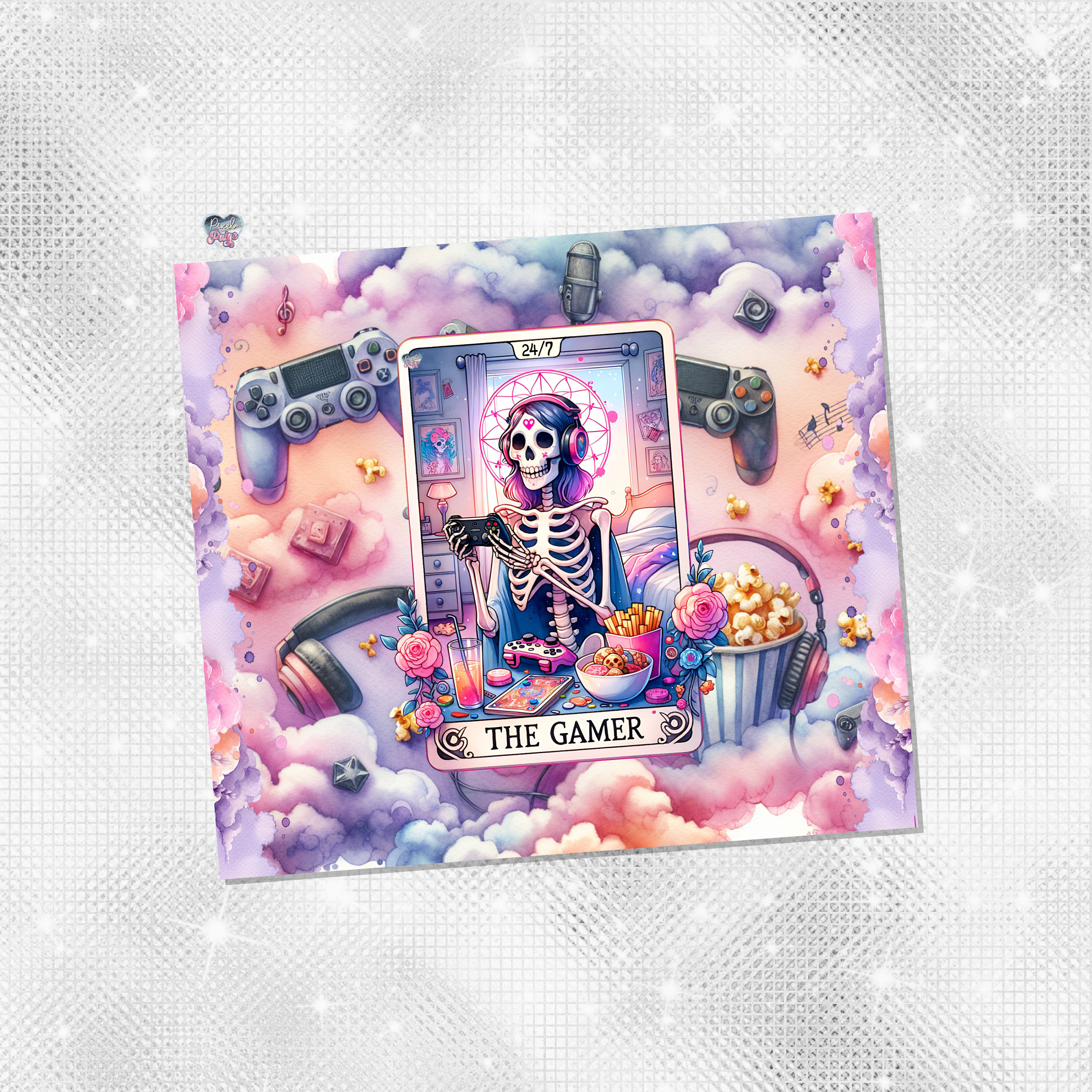 Girl Gamer Gamer Tarot Card 20oz Skinny Tumbler Wrap Girly Gaming ...