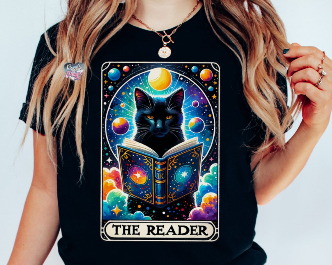The Reader Cat Tarot Card Clipart Black Cat Tarot Png Book Lover Png ...