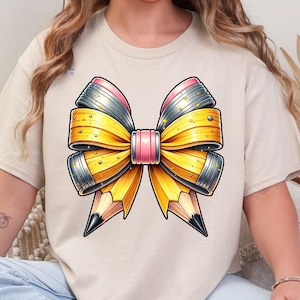 Pencil Bow PNG, Trendy Coquette Pencil Bow Clipart, Back to School ...