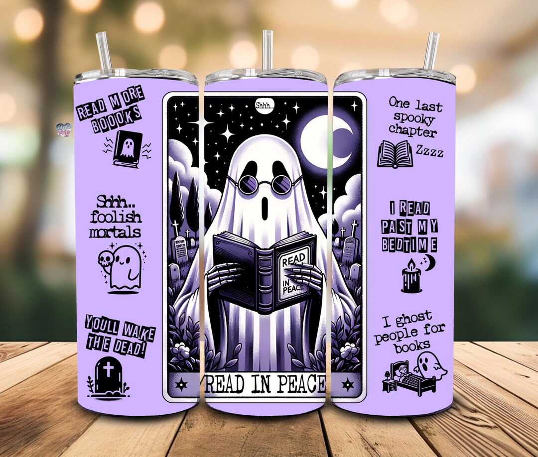 Tarot Card Ghost 20oz Skinny Tumbler Wrap PNG Read in Peace Png Retro ...