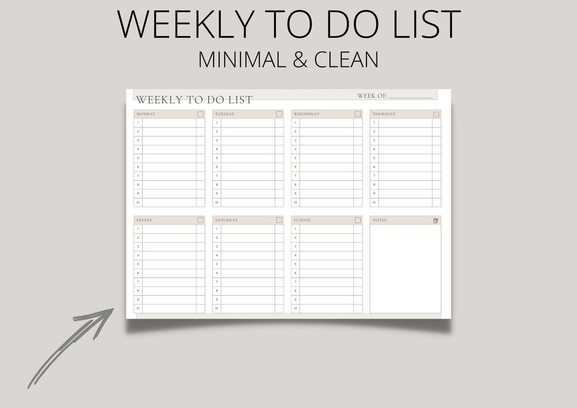 Weekly to Do List Printable, Weekly Task List Template, Weekly Planner ...
